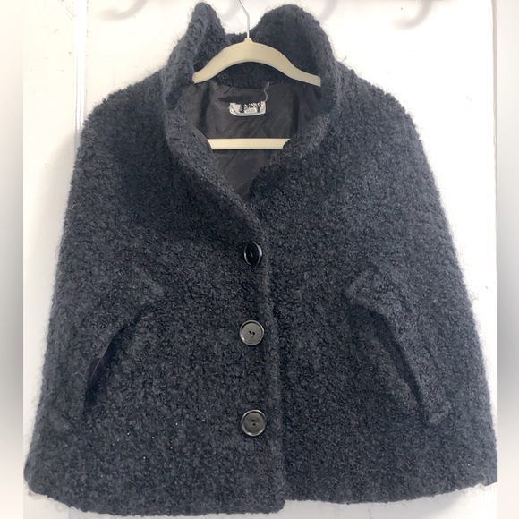 Jackets & Coats | 195s Vintage Black Boucle Wool Capelet Or Jacket ...